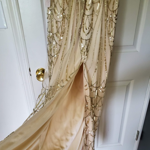 Sue Wong | Dresses | Sue Wong Beaded Gold Gown | Poshmark